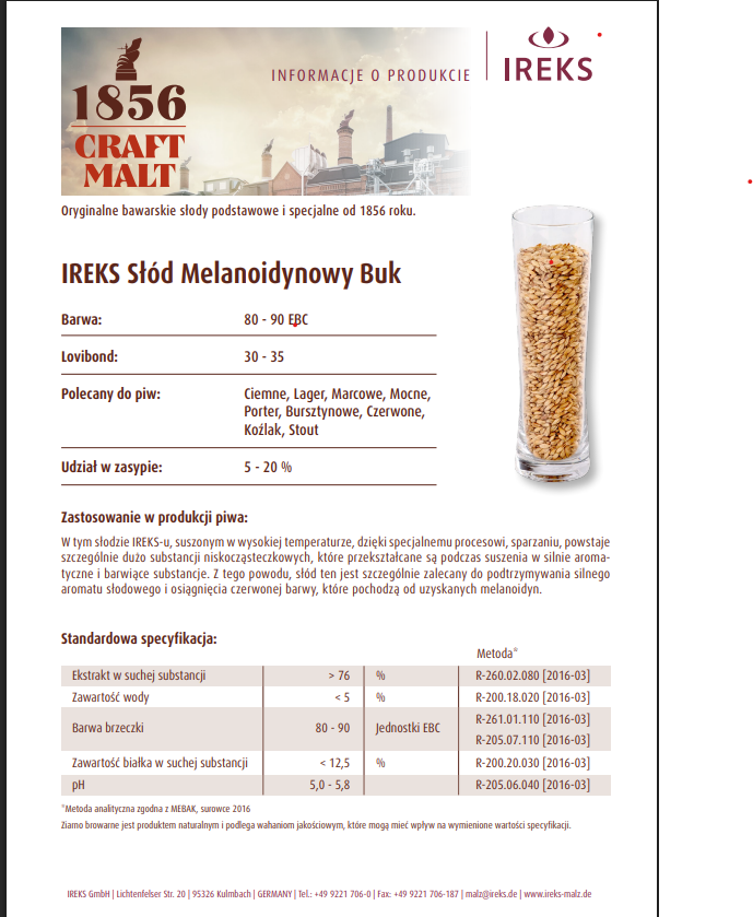 Słód melanoidynowy buk / Mela Beech IREKS (Niemcy) 5 kg